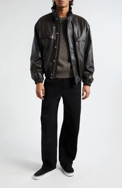 23AW LEMAIRE BOXY LEATHER BLOUSON Steel Blue Boxy Cropped Jacket